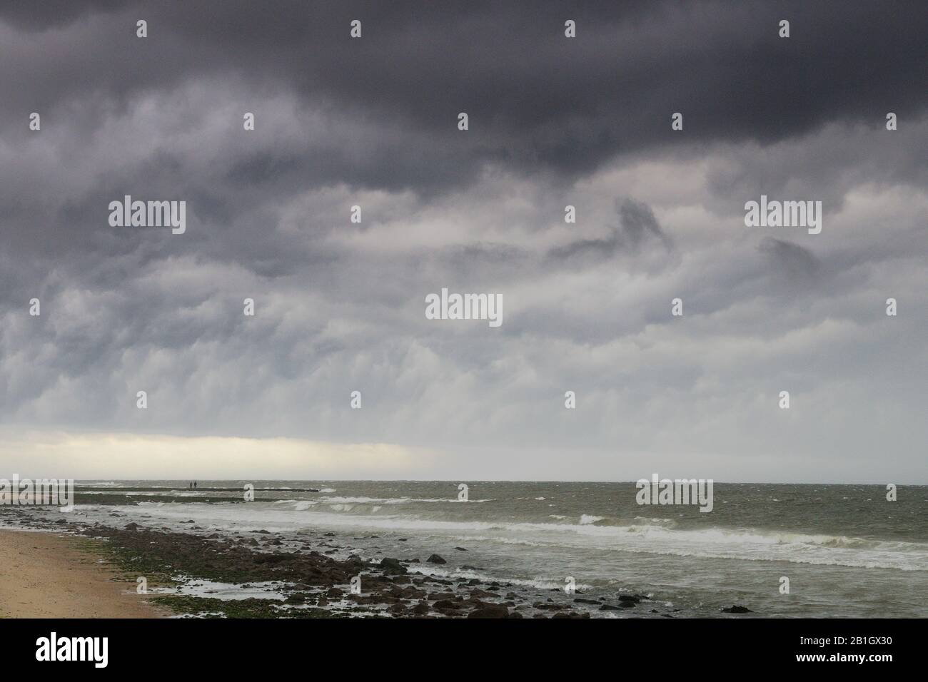 summer storm at the North Sea coast, Netherlands, Den Helder Stock ...