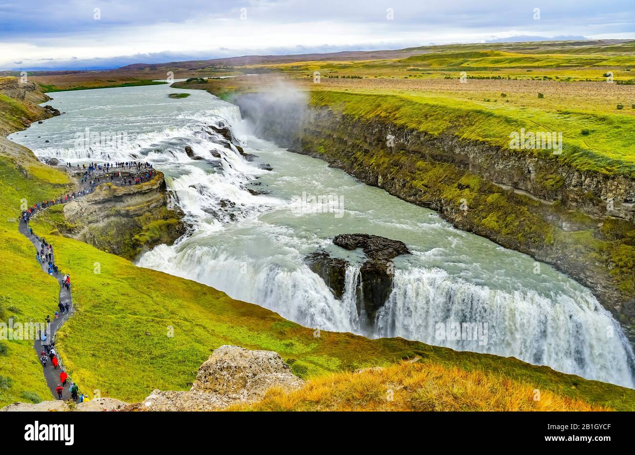 Enormous Gullfoss Waterfall Golden Falls Golden Circle Iceland. One of ...