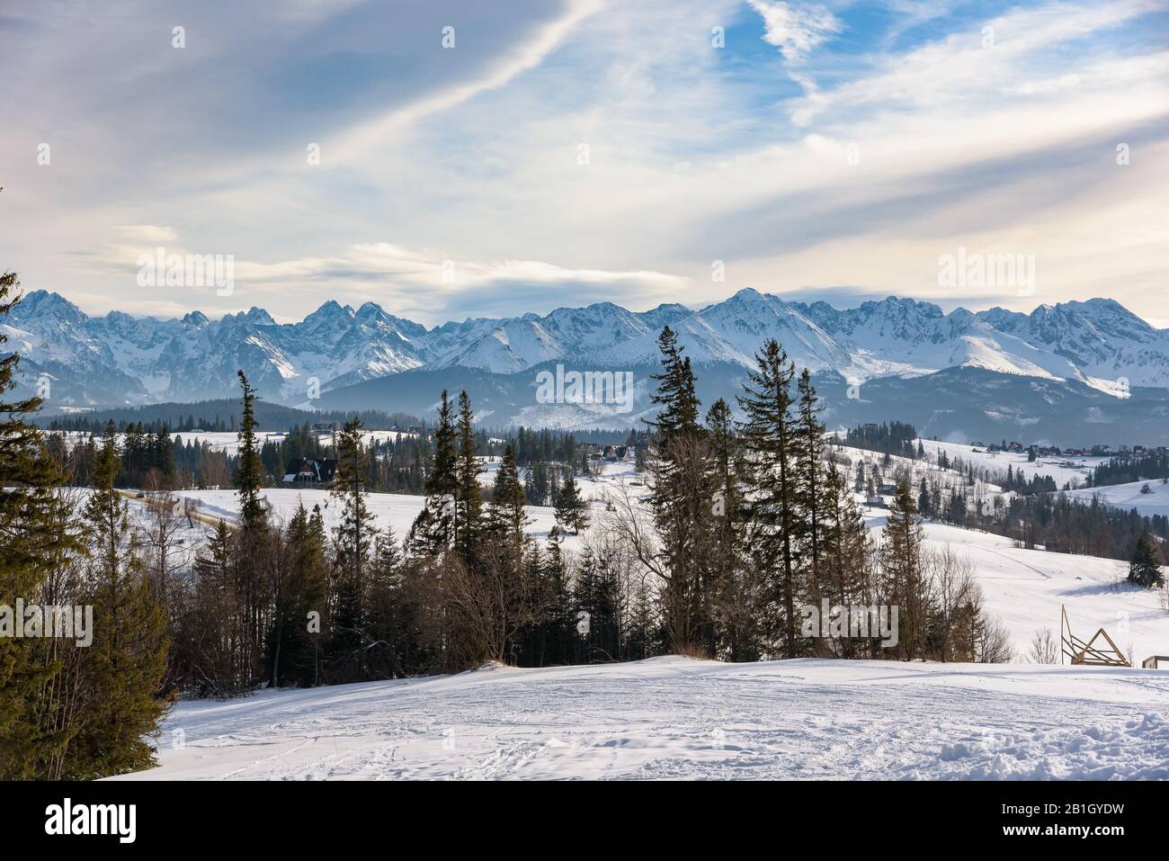Winter landscape of High Tatra Mountains on the Polish-Slovak border ...