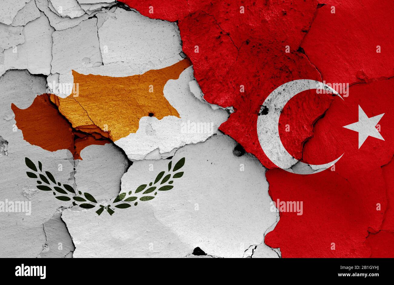 flags of Cyprus and Turkey painted on cracked wall Stock Photo - Alamy