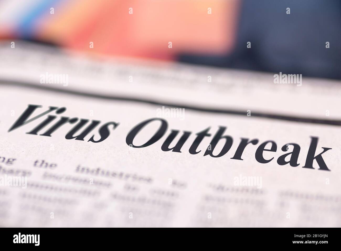 Virus Outbreak written newspaper close up shot to the text Stock Photo ...