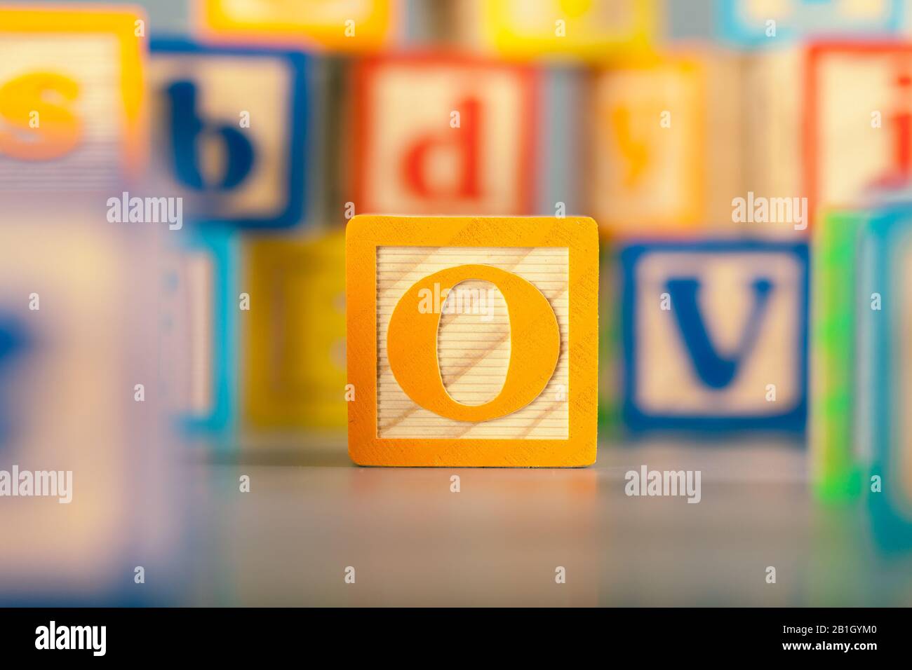 Photograph of colorful Wooden Block Letter O Stock Photo - Alamy