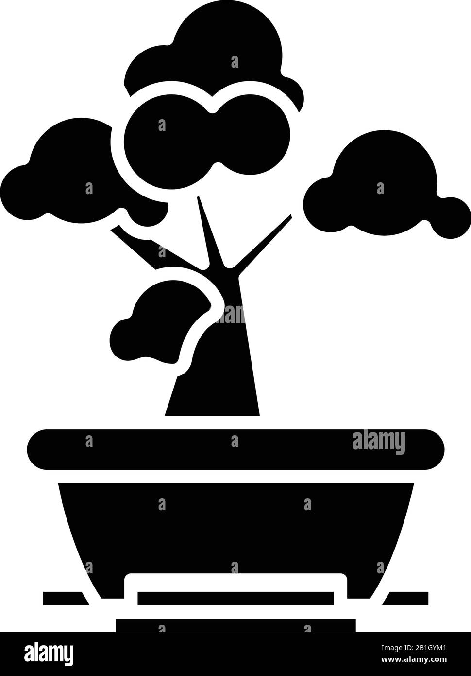Bonsai tree black icon, concept illustration, vector flat symbol, glyph ...