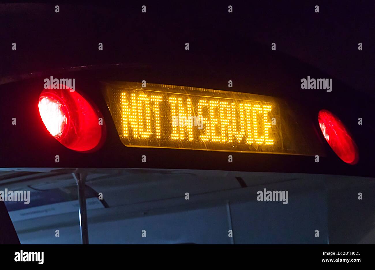 Close up view of digital signage "Not in Service" on Vancouver sky ...