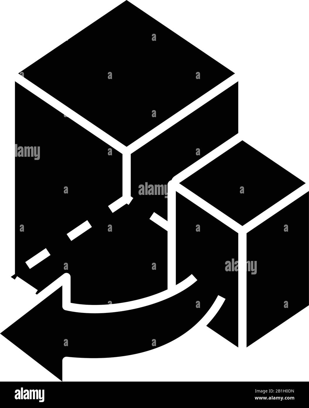 3d objects black icon, concept illustration, vector flat symbol, glyph ...