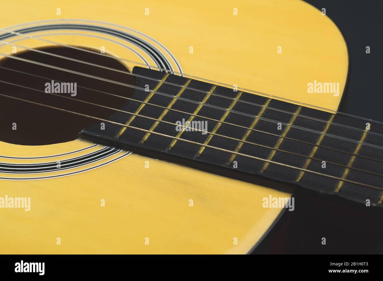 Guitar close up. acoustic musical instrument. strings on the guitar ...