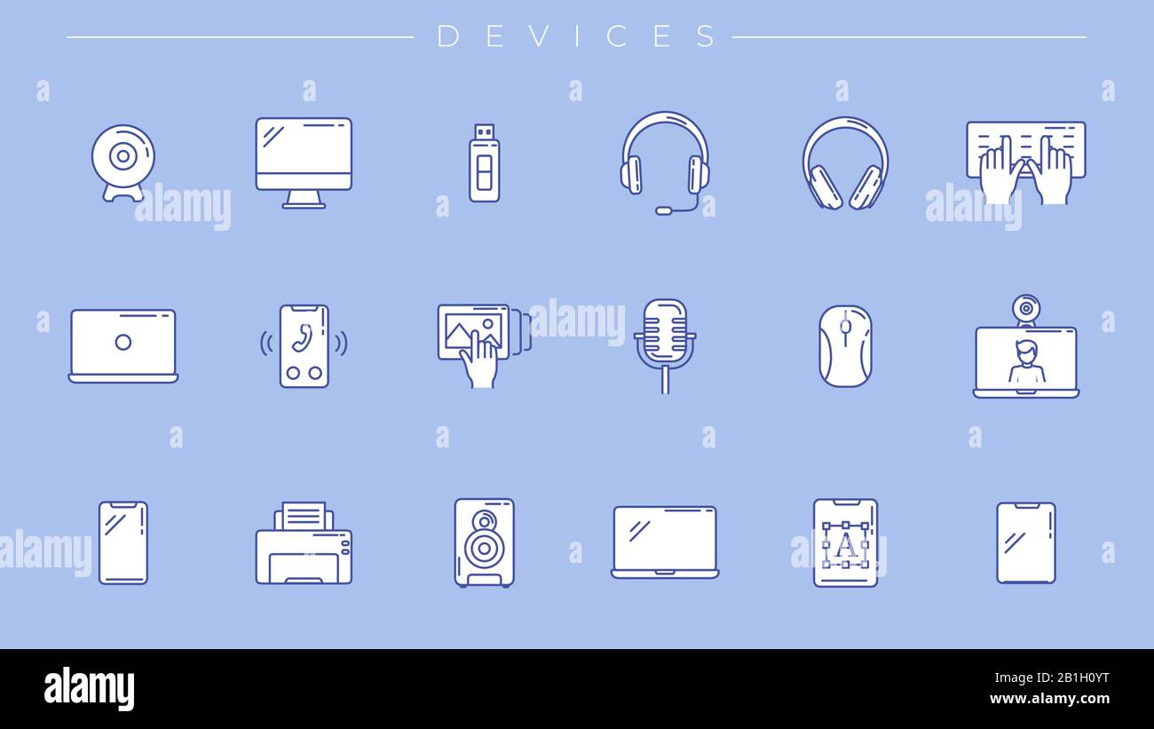 Devices concept line style vector icons set Stock Vector Image & Art ...