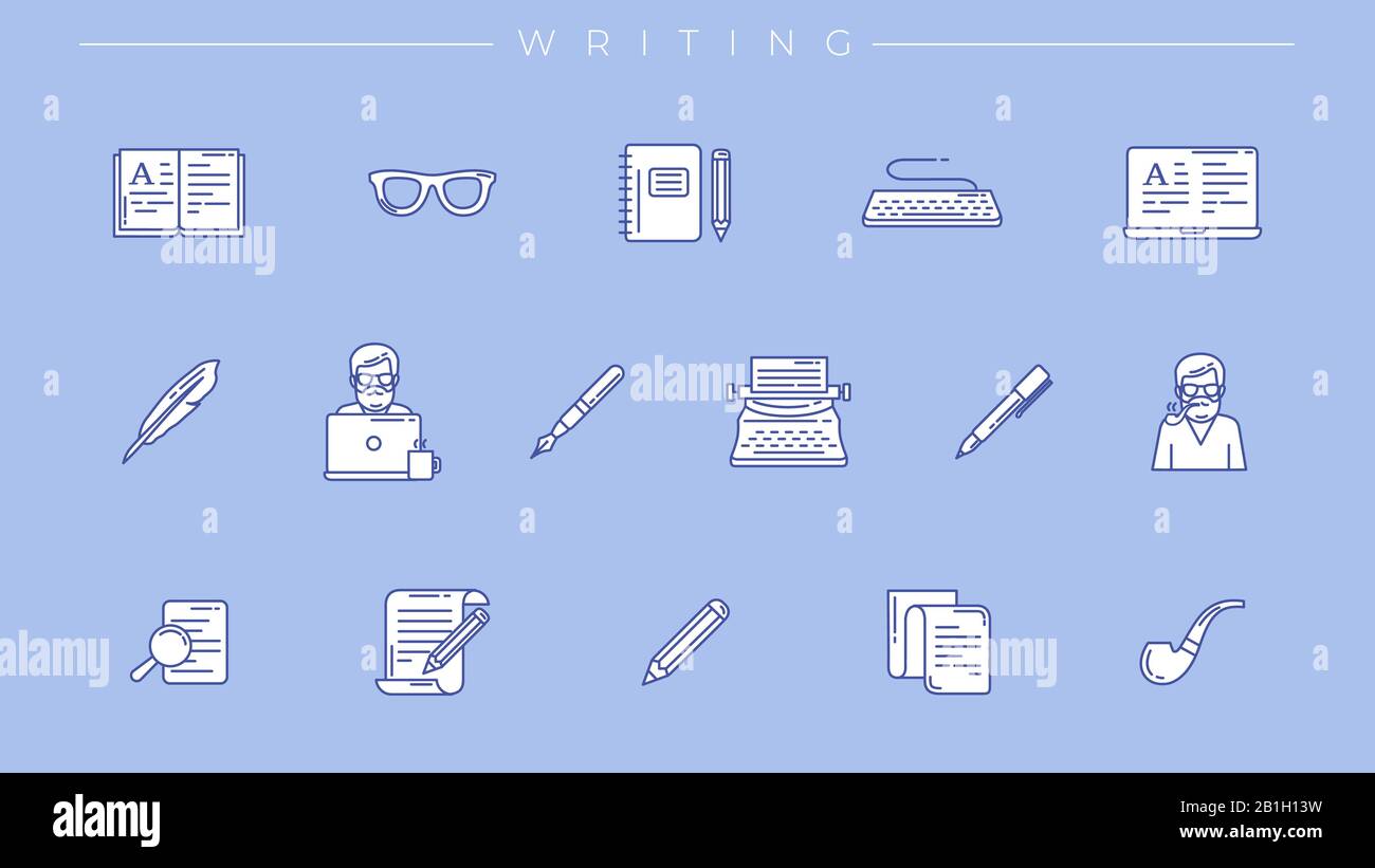 Writing concept line style vector icons set Stock Vector Image & Art ...