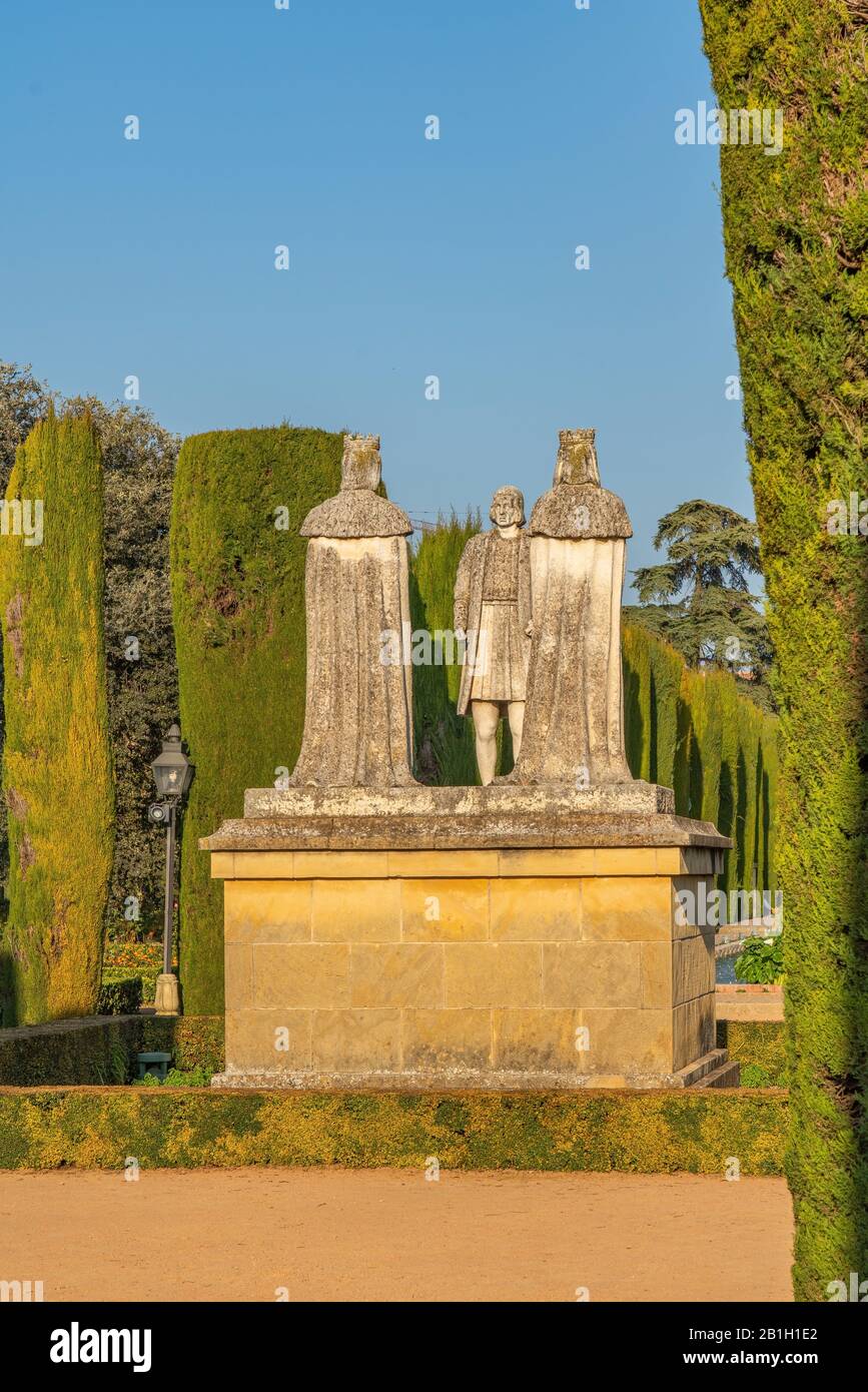 Cordoba, Spain - January 9, 2020: Statue of Christopher Columbus with ...