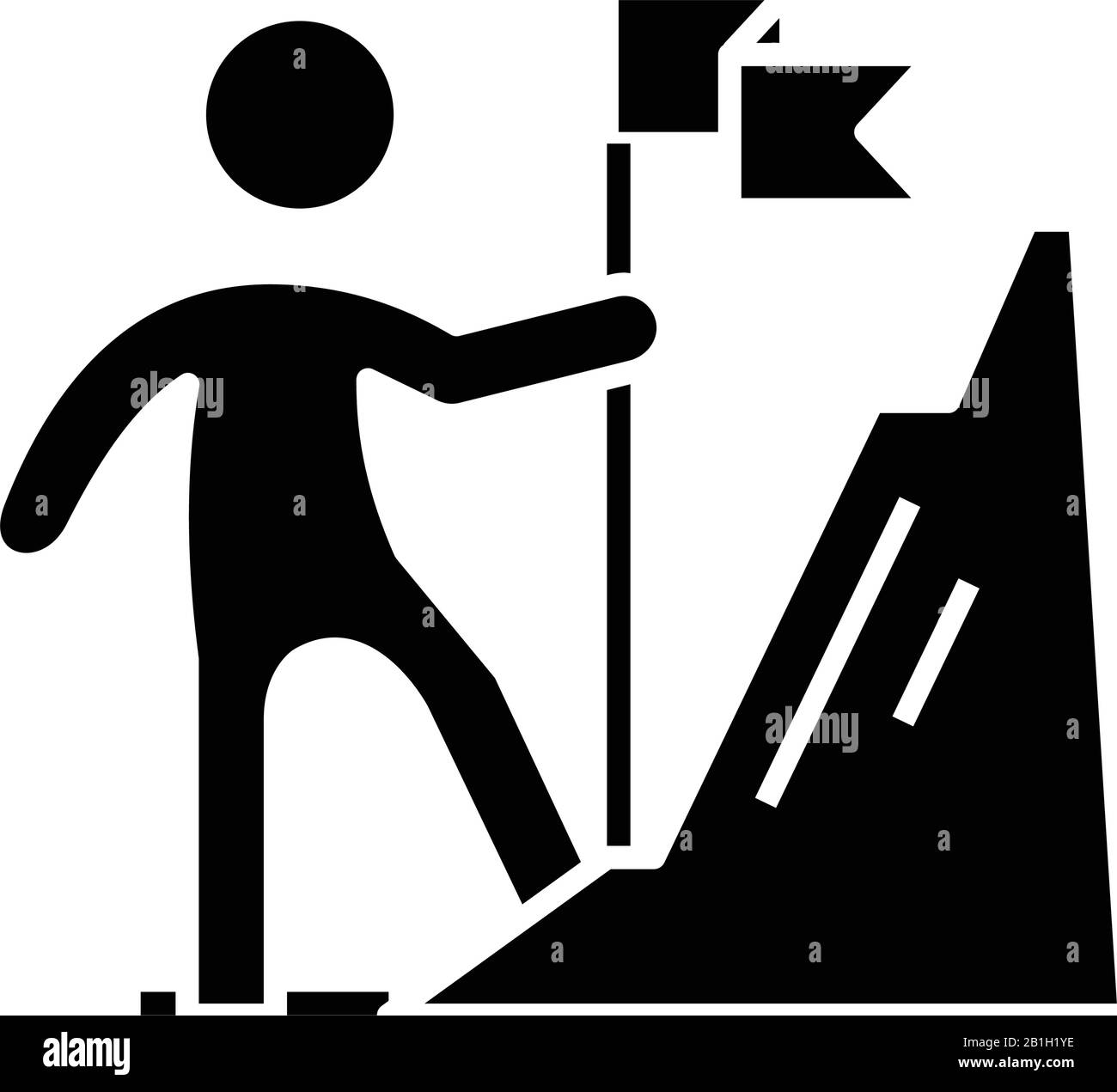 Achieving headway black icon, concept illustration, vector flat symbol ...