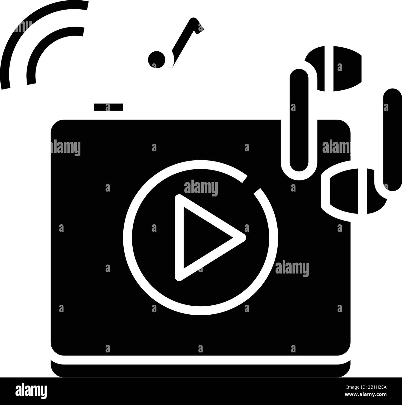 Audio app black icon, concept illustration, vector flat symbol, glyph ...