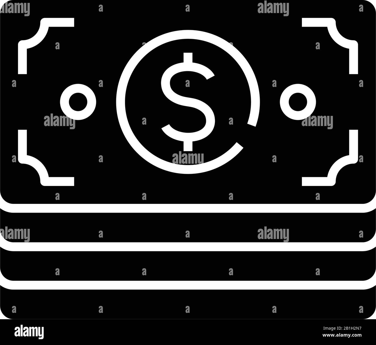 Banknotes black icon, concept illustration, vector flat symbol, glyph ...