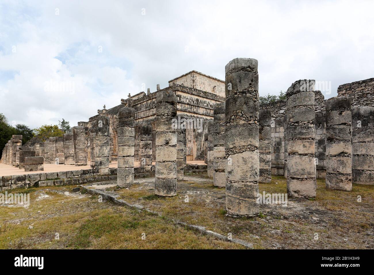 Columns in the Temple of a Thousand Warriors, Chichen Itza, Mexico ...