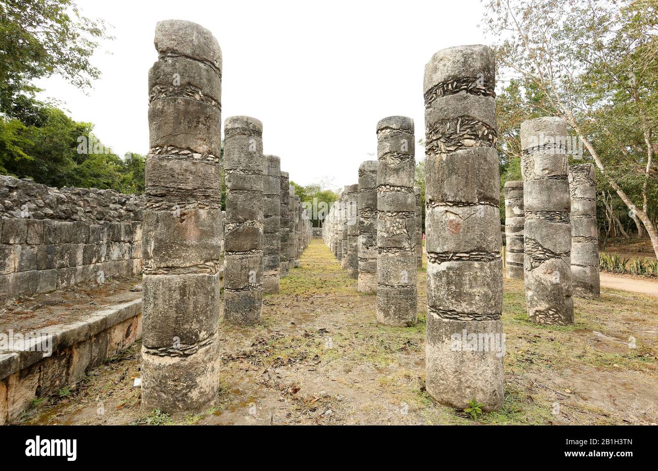 Columns in the Temple of a Thousand Warriors, Chichen Itza, Mexico ...