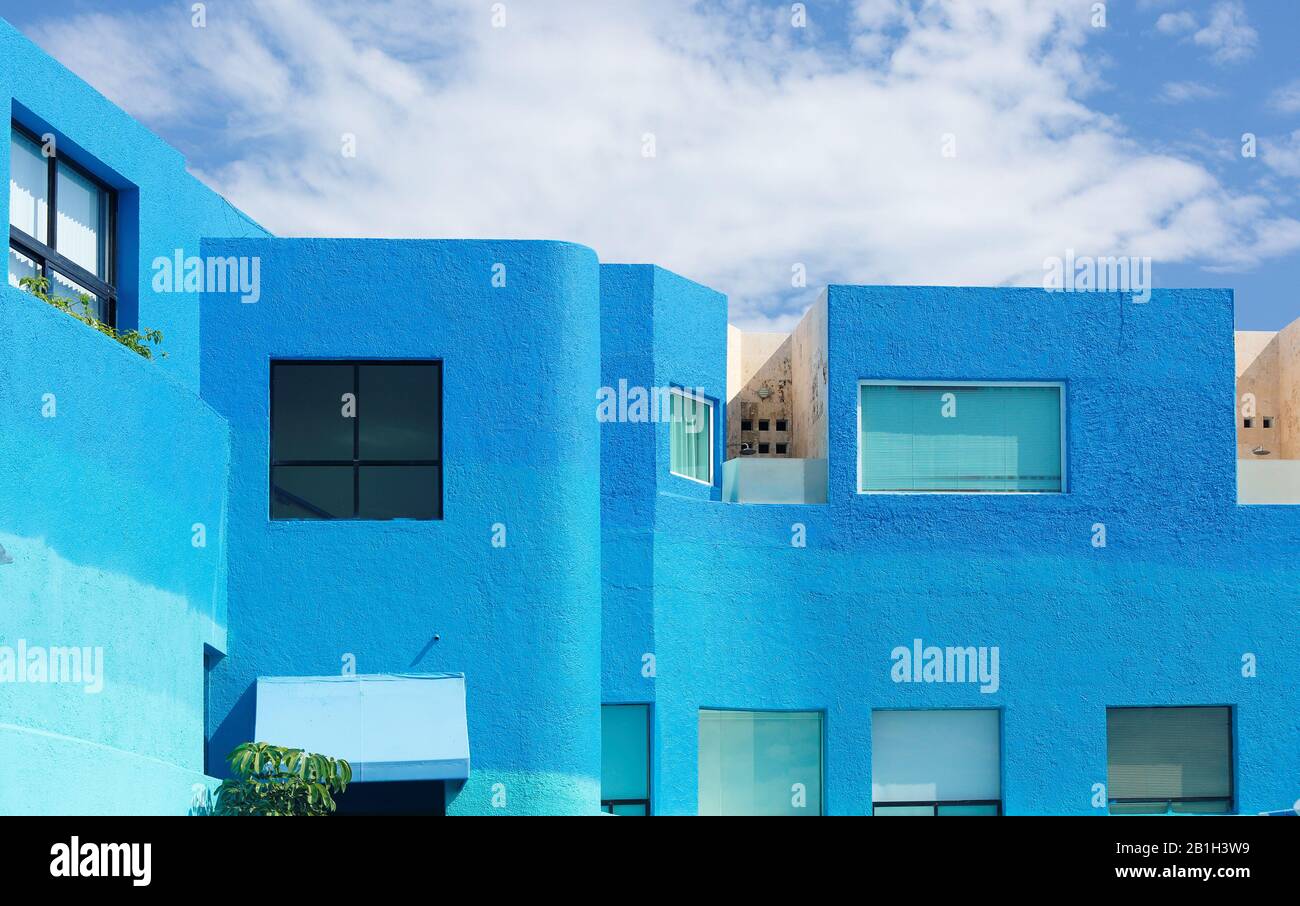 Blue Building at Cancun, Mexico Stock Photo - Alamy