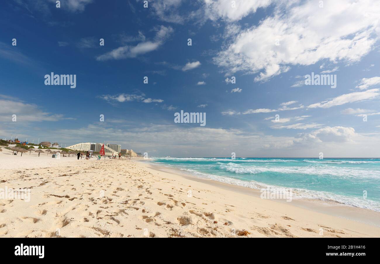 The Zona Hotelera, a long, beachfront strip of high-rise hotels ...