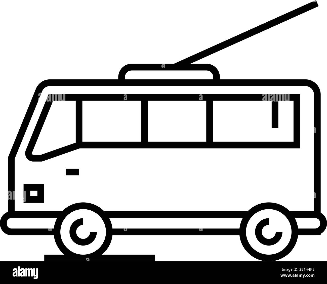 Electric trolley line icon, concept sign, outline vector illustration ...