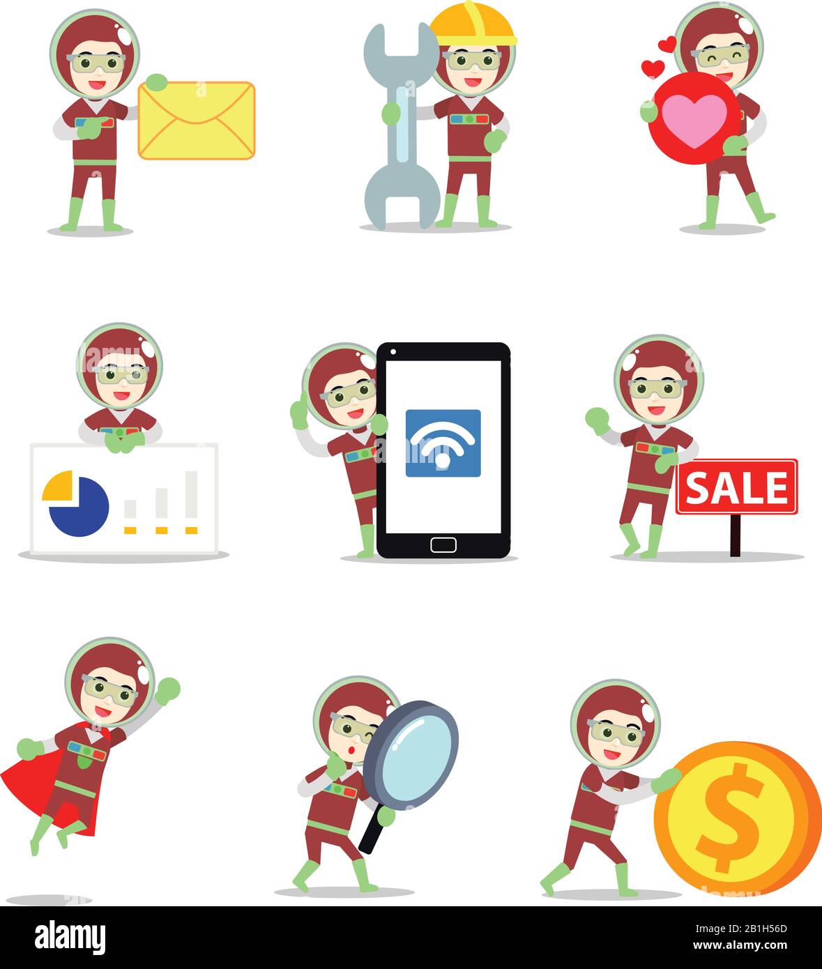 Set character of male space ranger from other galaxy Stock Vector Image ...