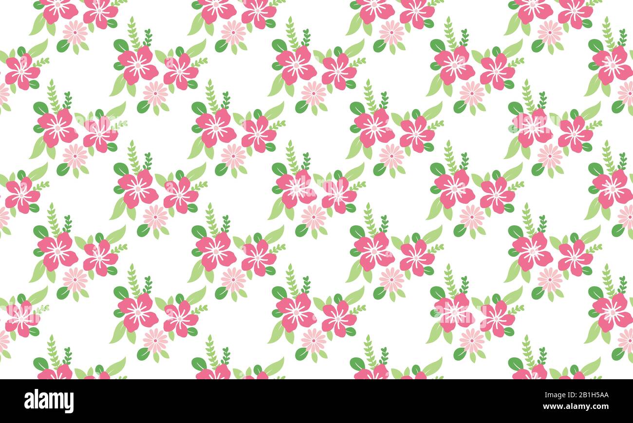Pink floral pattern background for spring, with elegant leaf and floral ...