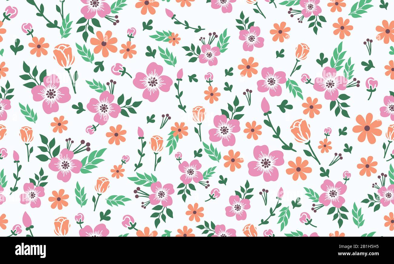 Seamless floral pattern background for spring, with leaf and flower ...