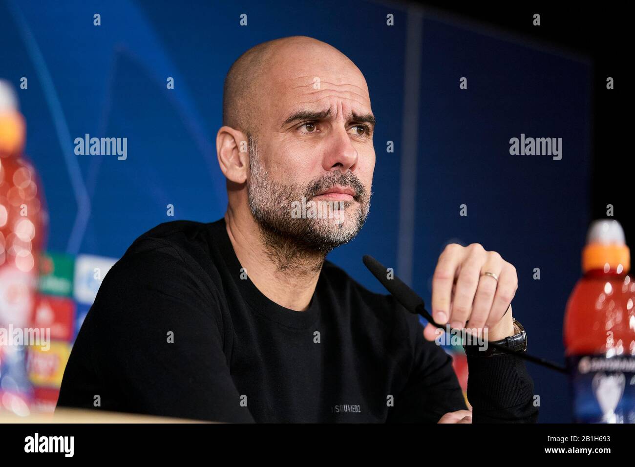 Pep Guardiola coach of Manchester City attends the Manchester City ...