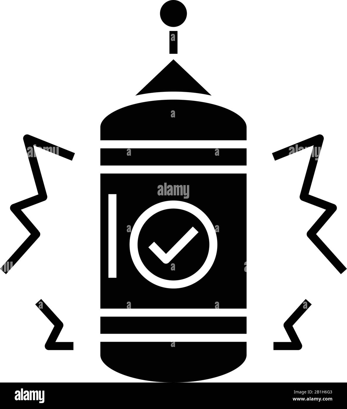 Boxing black icon, concept illustration, vector flat symbol, glyph sign ...