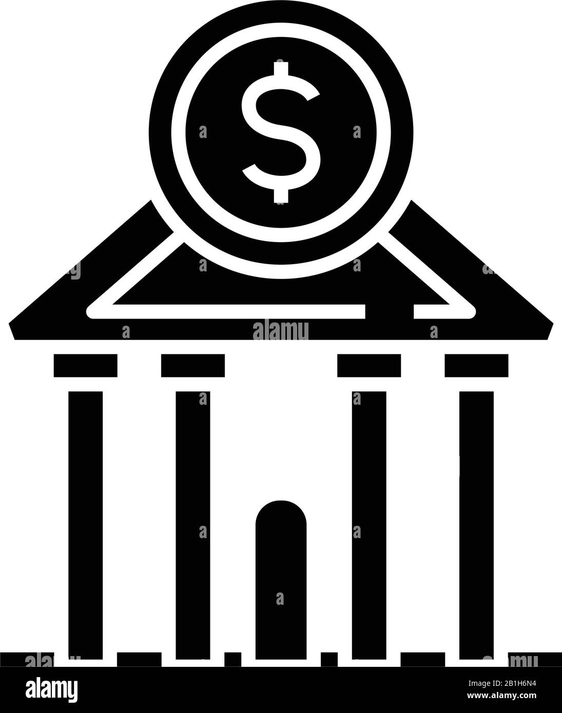 Banking house black icon, concept illustration, vector flat symbol ...