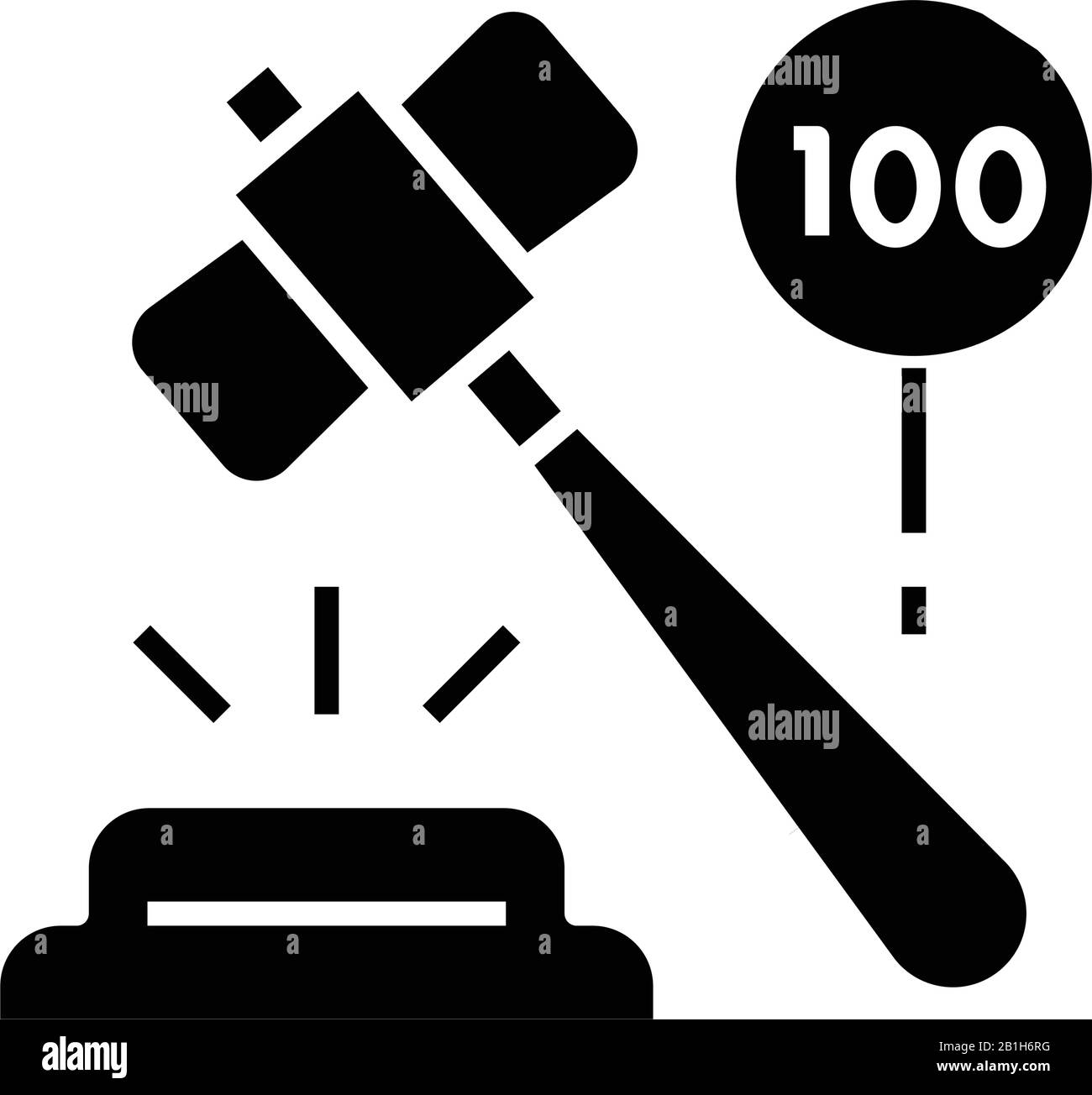 Auction black icon, concept illustration, vector flat symbol, glyph ...