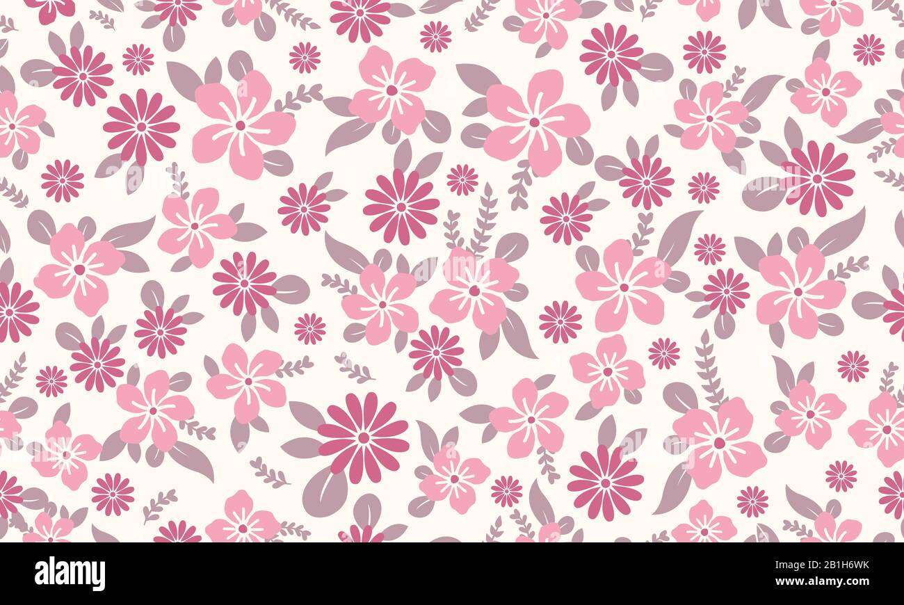 Elegant wallpaper for spring, with beautiful leaf and flower pattern ...