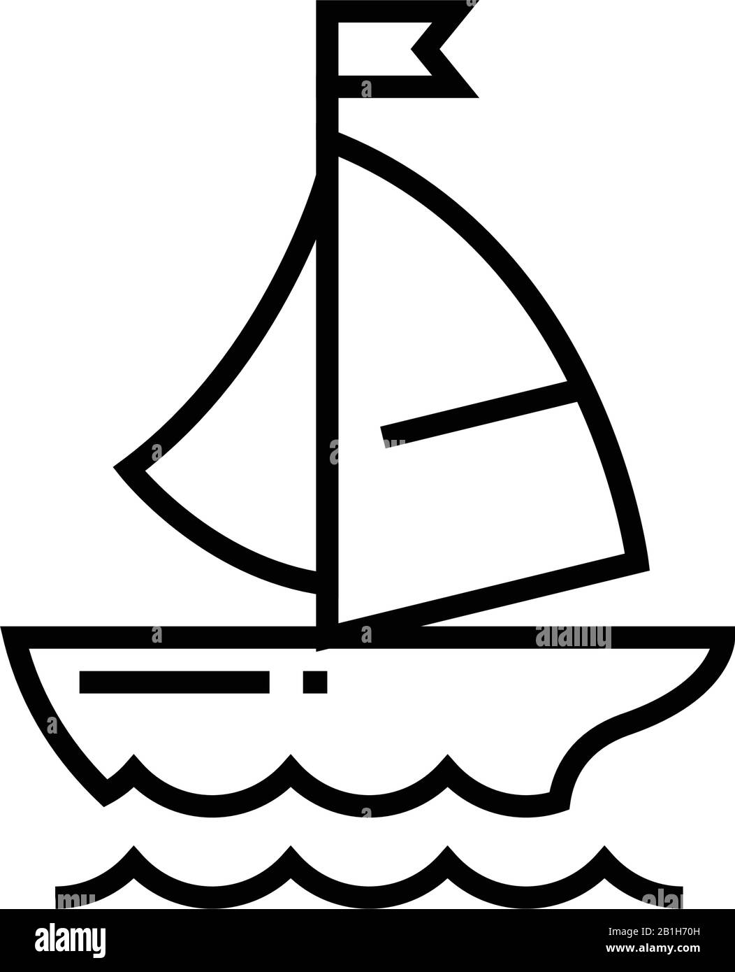 Floating boat line icon, concept sign, outline vector illustration ...