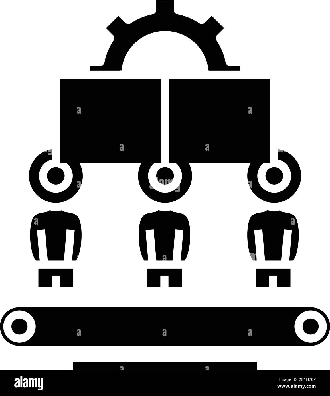 Automatic process black icon, concept illustration, vector flat symbol ...