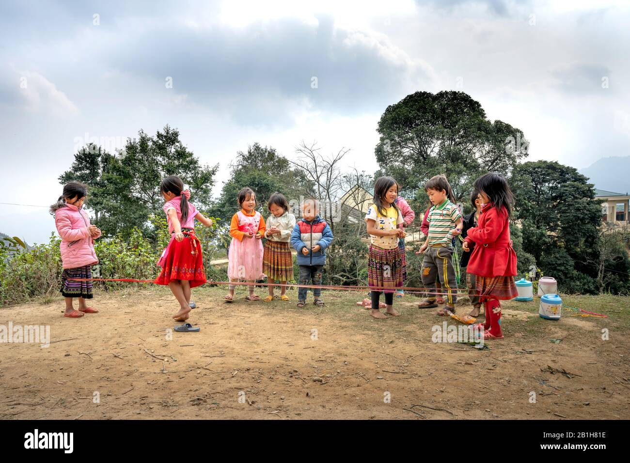 Ta Xua, Son La Province, Vietnam - February 3, 2020: H'mong children ...