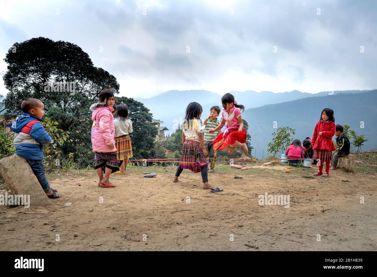 Ta Xua, Son La Province, Vietnam - February 3, 2020: H'mong children ...