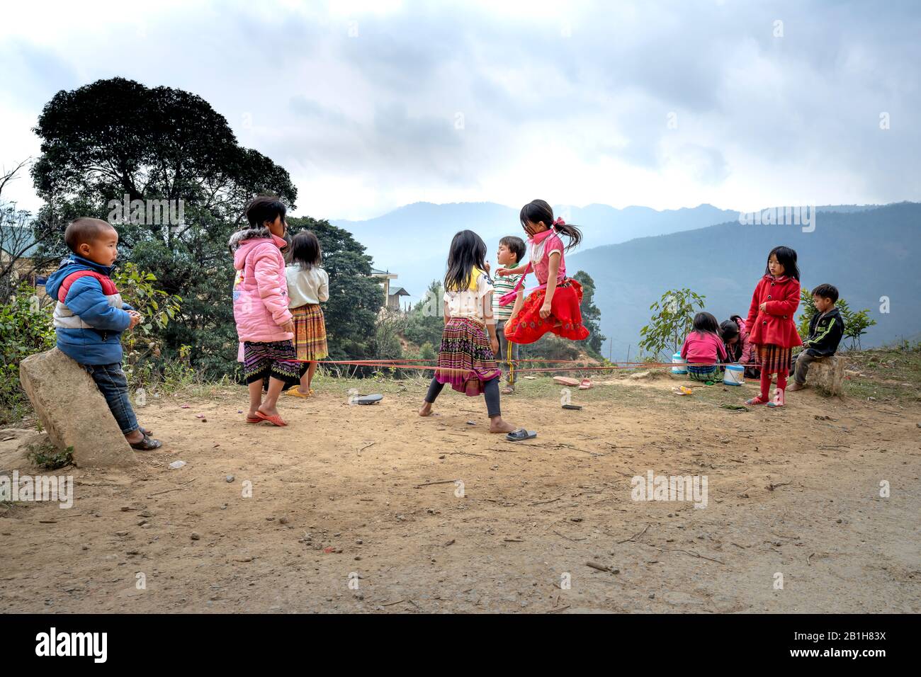 Ta Xua, Son La Province, Vietnam - February 3, 2020: H'mong children ...