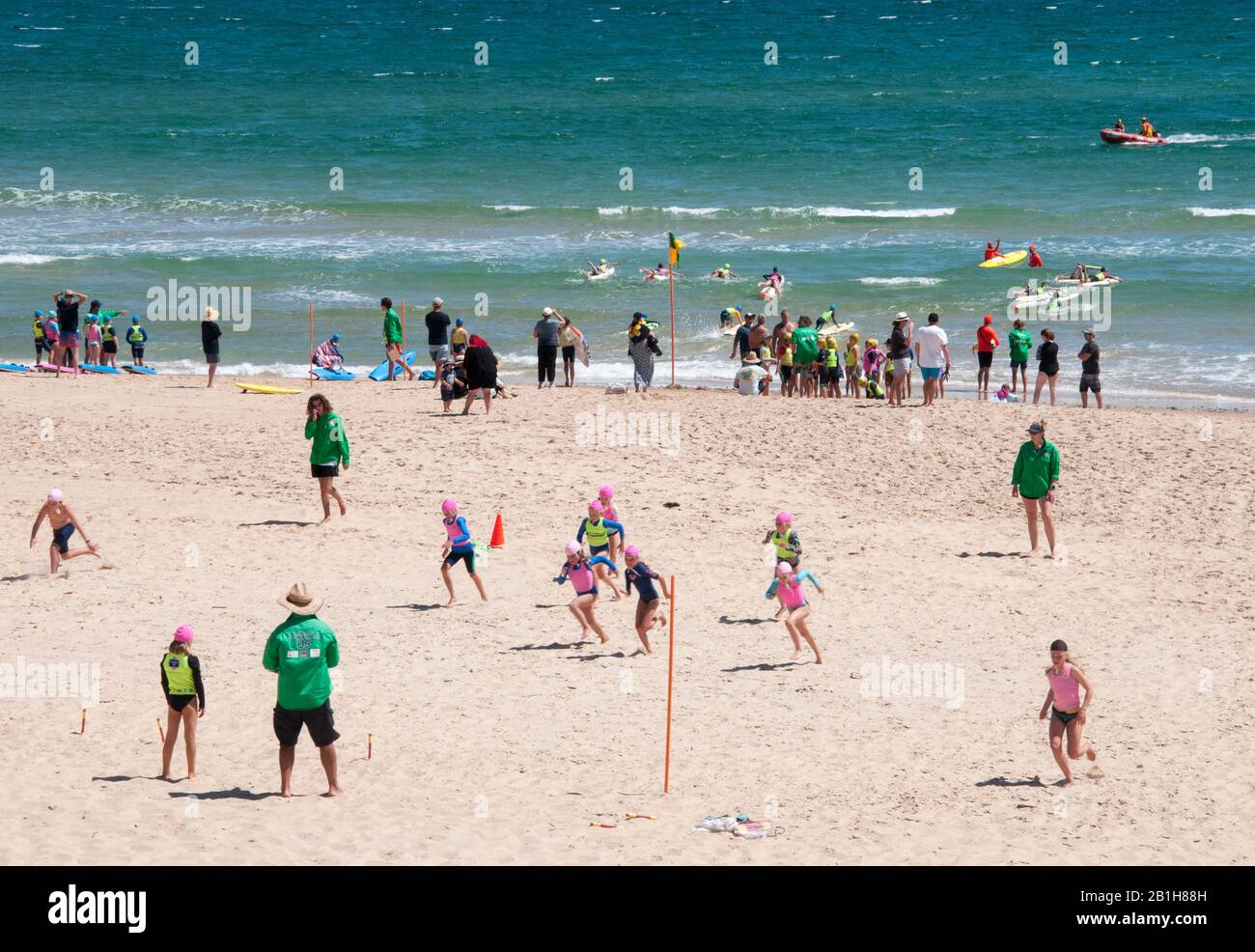 Surf Life Saving Club activities on the beach at Port Noarlunga, South ...