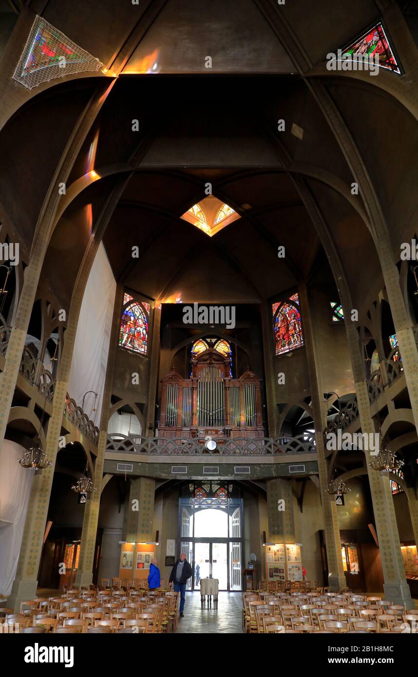 Interior view of Saint Jean de Montmartre church or Eglise Saint Jean ...