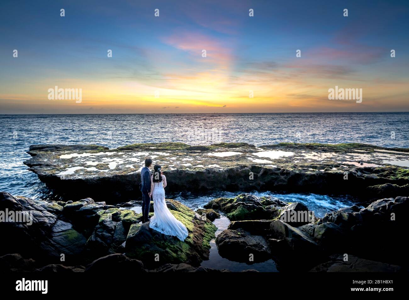 Hang Rai Coral Beach, Phan Rang City, Vietnam - January 10, 2020: bride ...