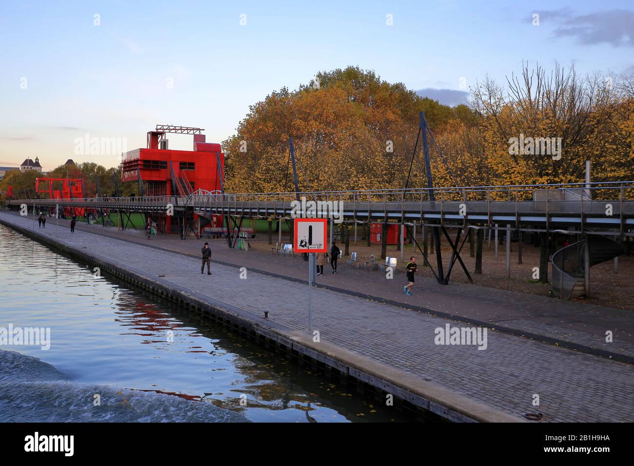 Parc de la Villette Villette Park with Canal de I'Ourcq and Red Folly ...