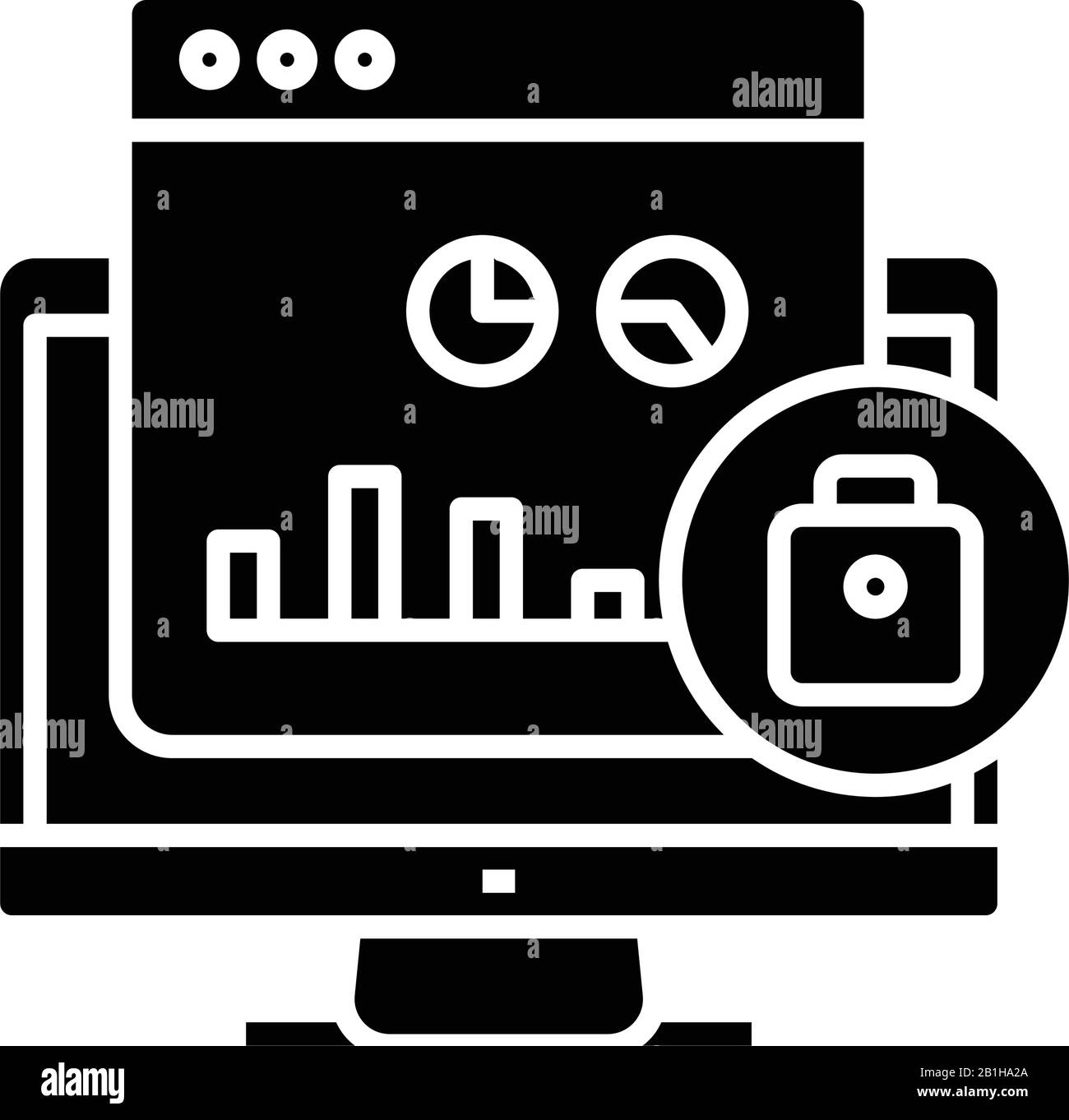 Blocked data black icon, concept illustration, vector flat symbol ...