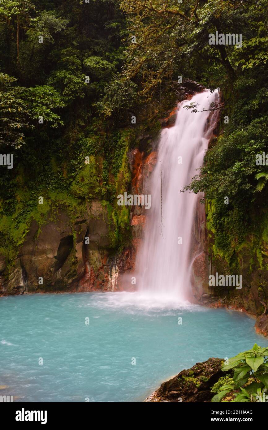 A Blue waterfall in Tenorio Volcano National Park, Costa Rica Stock ...