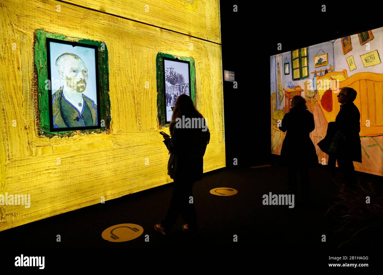 London, UK. 25th Feb, 2020. Visitors admire exhibits during a project ...