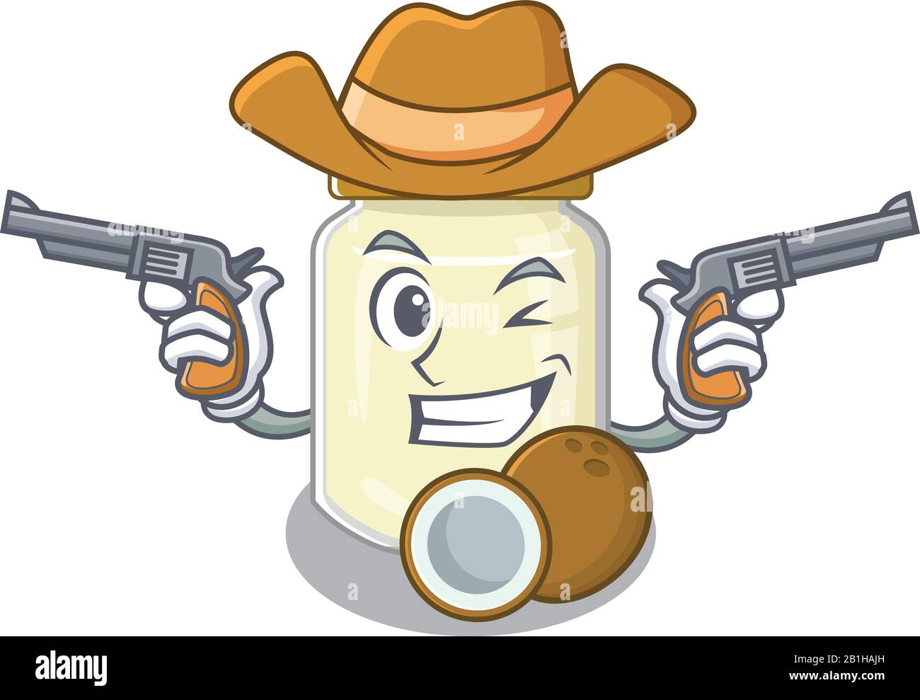 Coconut butter Cowboy cartoon concept having guns Stock Vector Image ...