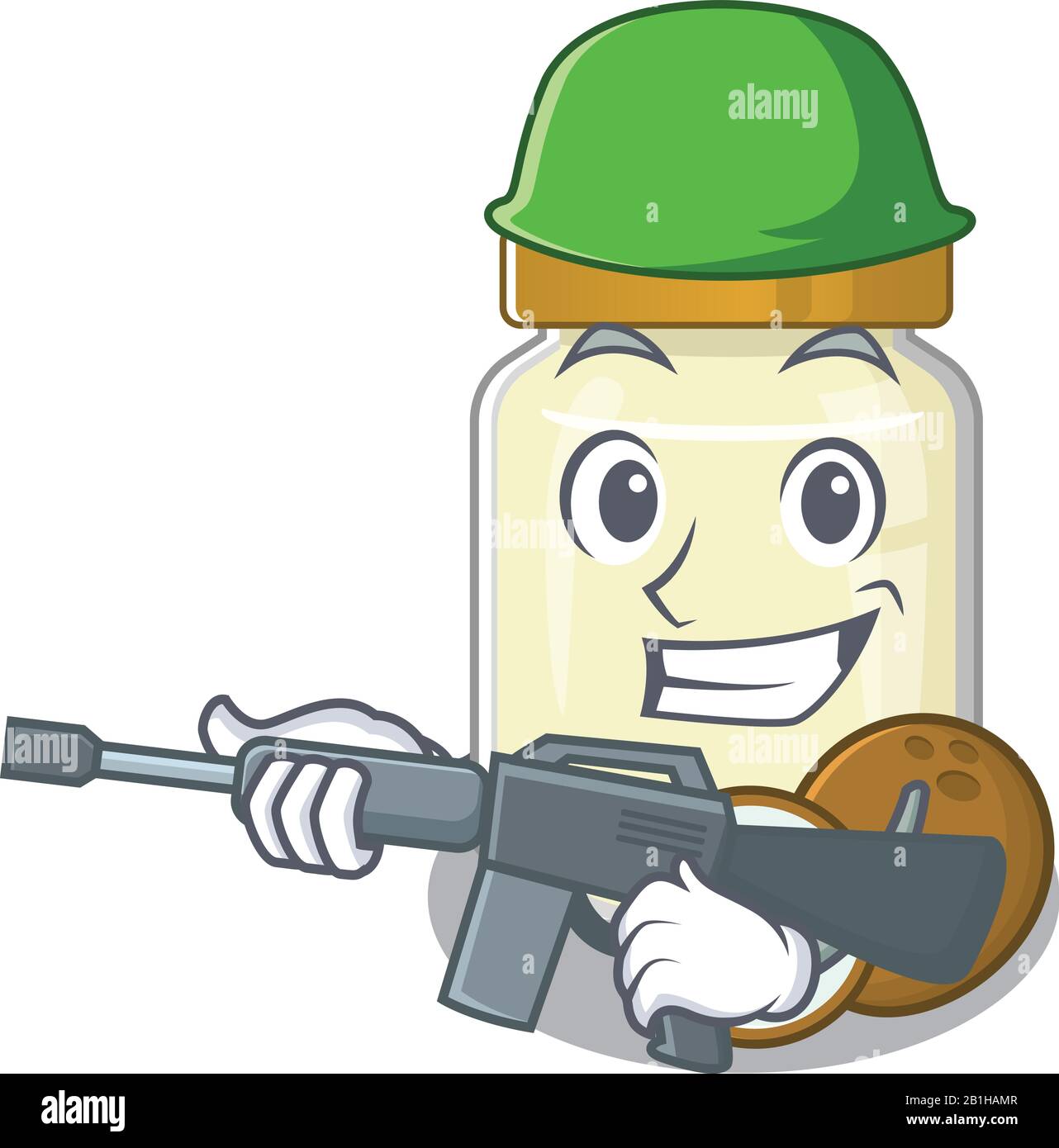 A cute picture of coconut butter Army with machine gun Stock Vector ...