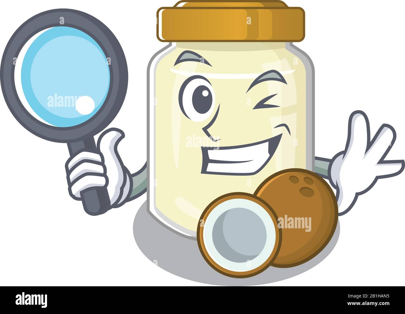 Elegant and Smart coconut butter Detective cartoon design concept Stock ...