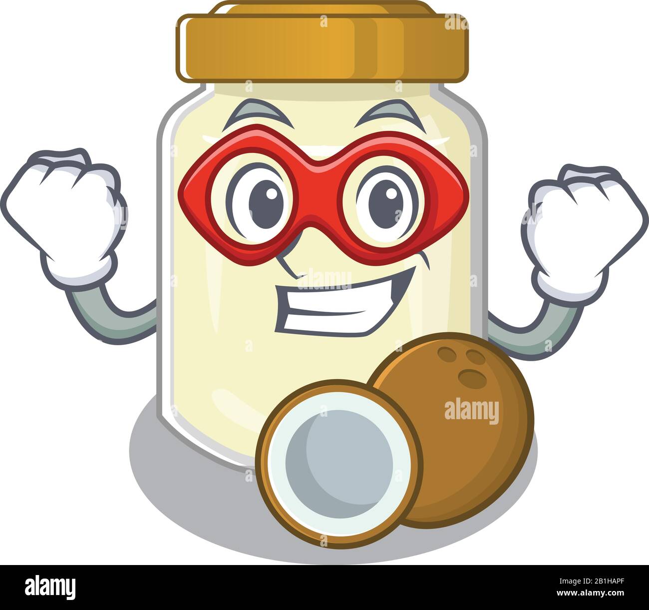 A cartoon concept of coconut butter performed as a Super hero Stock ...