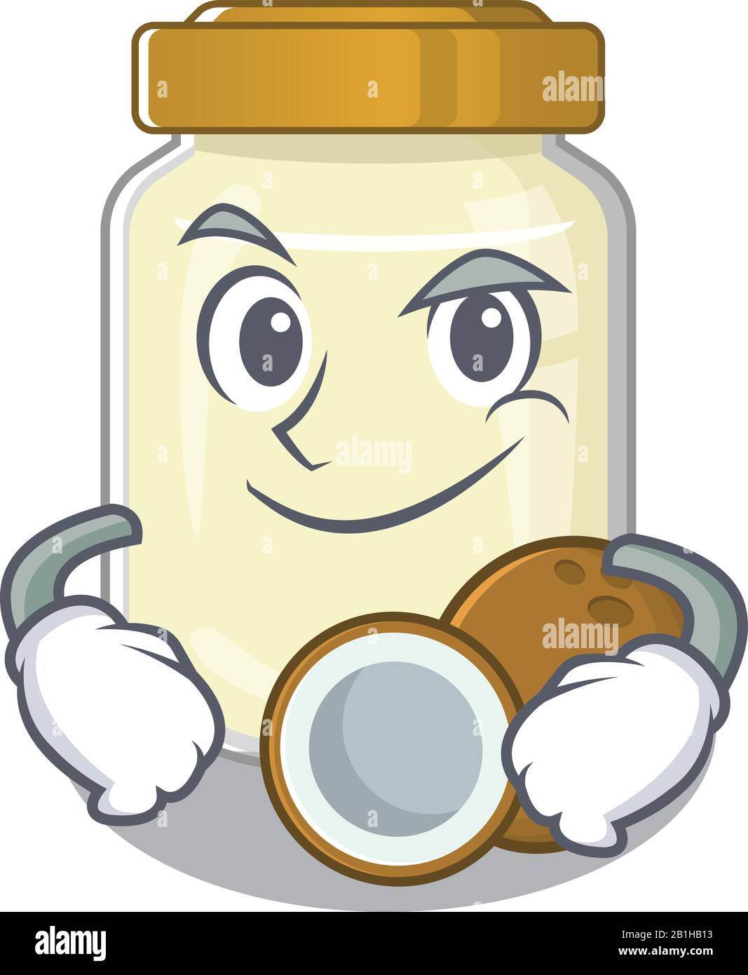 Cool coconut butter mascot character with Smirking face Stock Vector ...