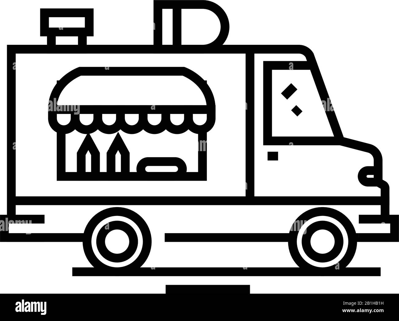 Food trucks line icon, concept sign, outline vector illustration ...