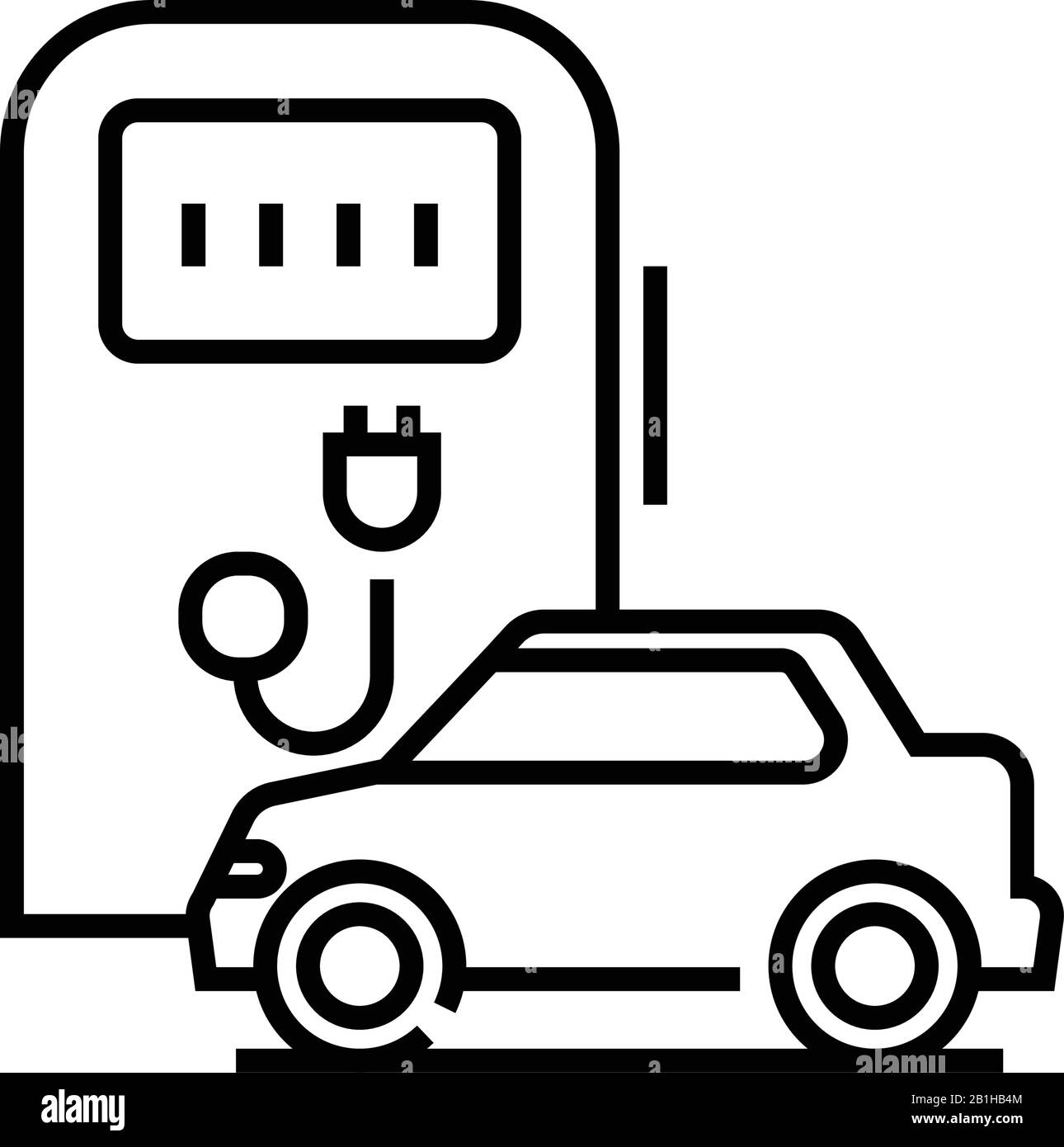 Electro car line icon, concept sign, outline vector illustration ...