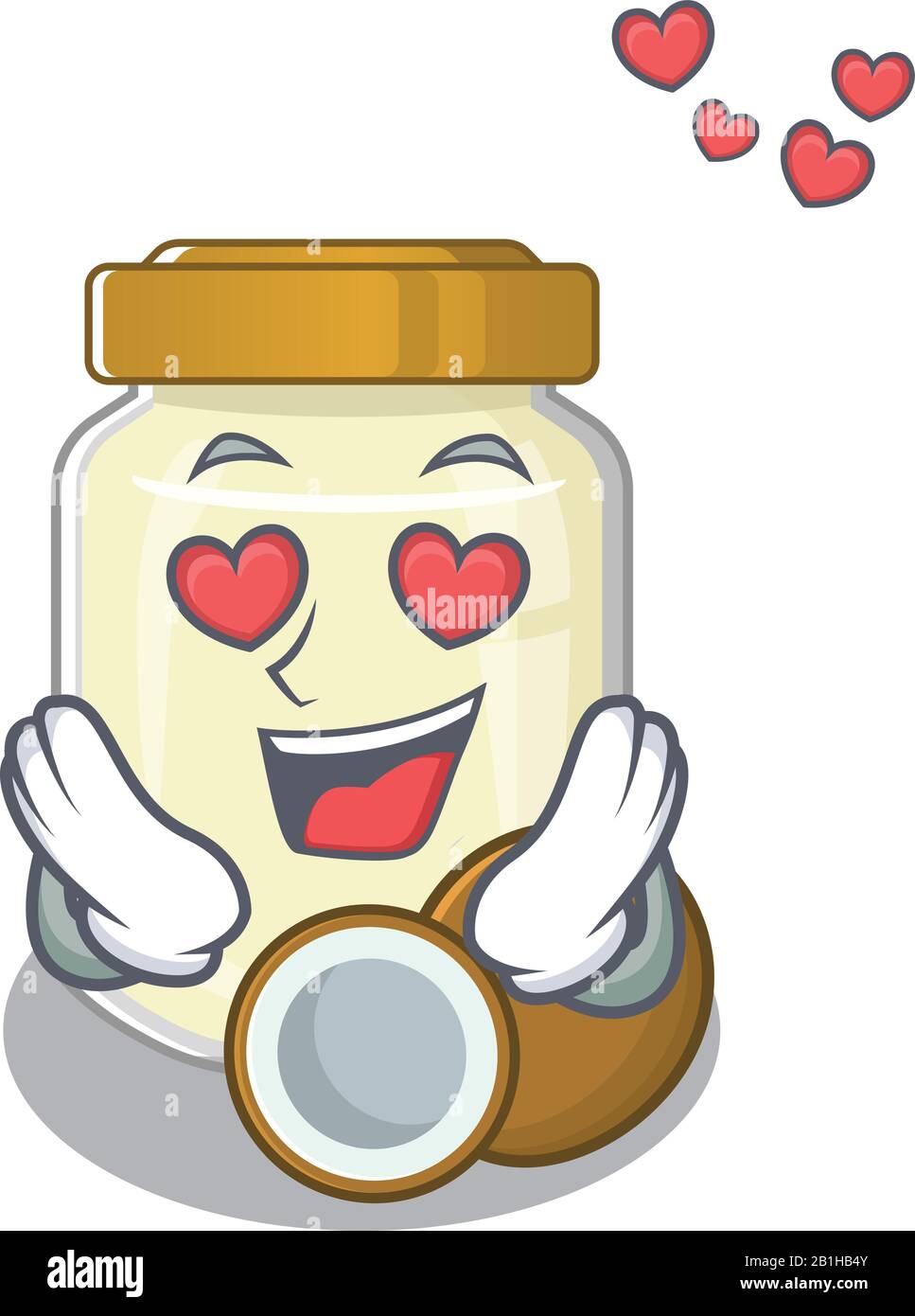 Romantic falling in love coconut butter cartoon character concept Stock ...