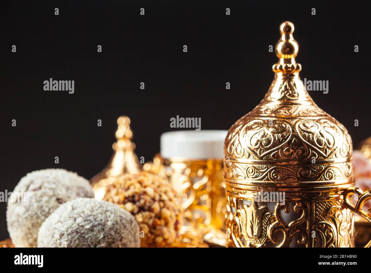 Traditional Turkish coffee and Turkish delight. Creative photo Stock ...